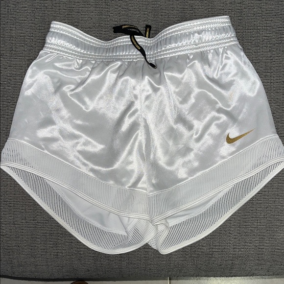 Nike | Shorts | Nike Womens Shimmering White And Gold Athletic Shorts ...